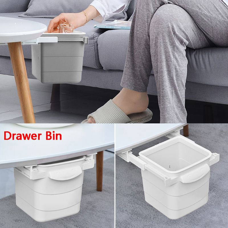 Invisible Pull Retractable Trash Can Office Household Table Drawer ...