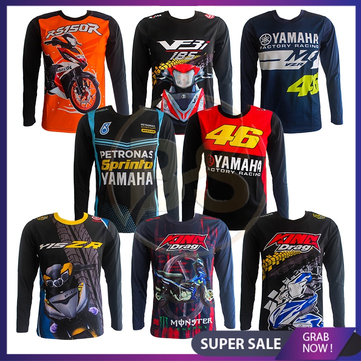 (HARGA MURAH) MEN JERSEY T-SHIRT MOTOR LONG SLEEVES / BAJU MOTOR RACING ...