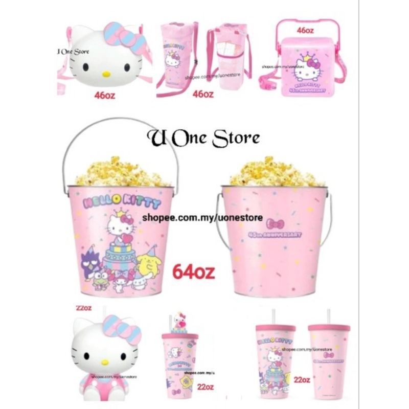 Hello Kitty 45th Anniversary Popcorn bucket Tumbler | Shopee Malaysia
