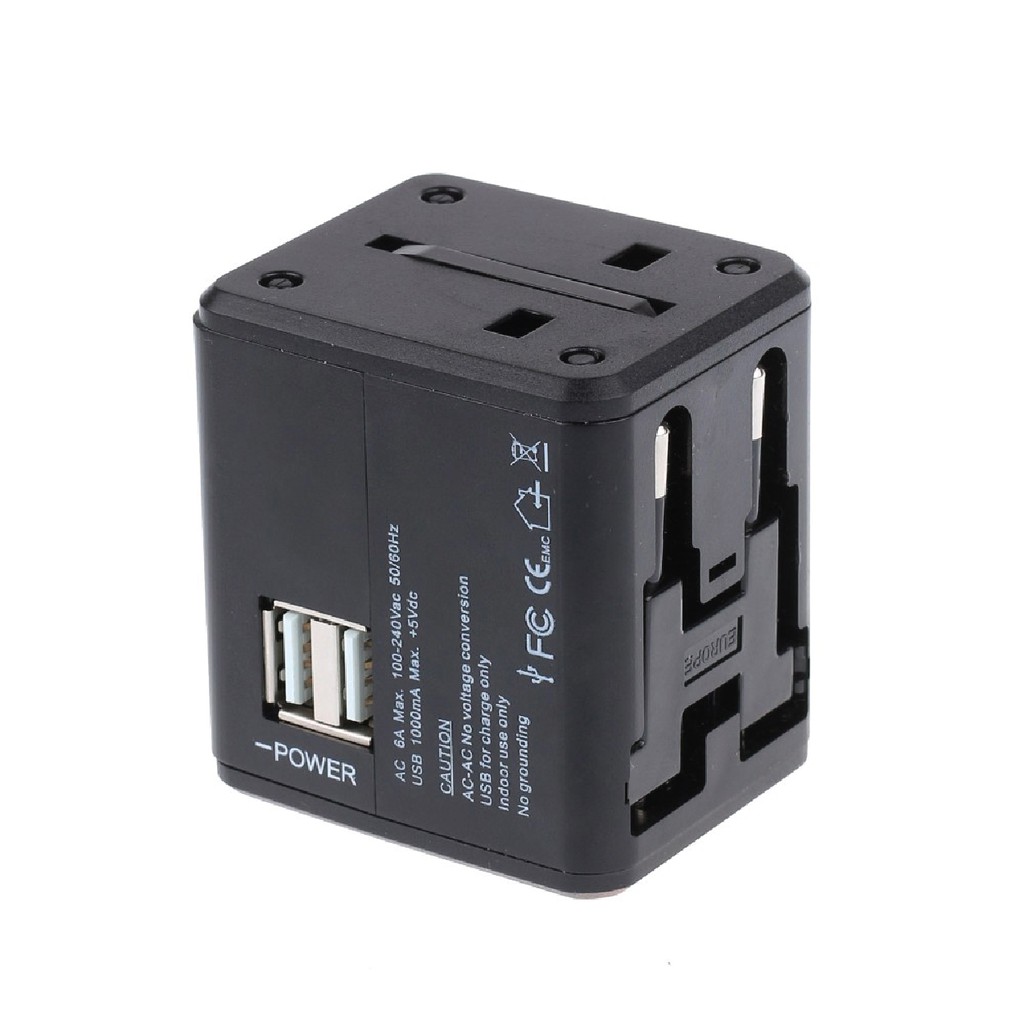 Universal Travel Adapter Multisocket Plug All-In-One Single Dual USB ...