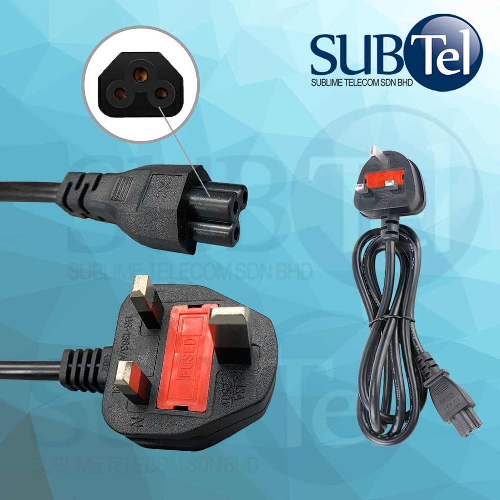 Malaysia Power Cord (UK) 1.5M Fused C5 cable for Laptop Notebook ...