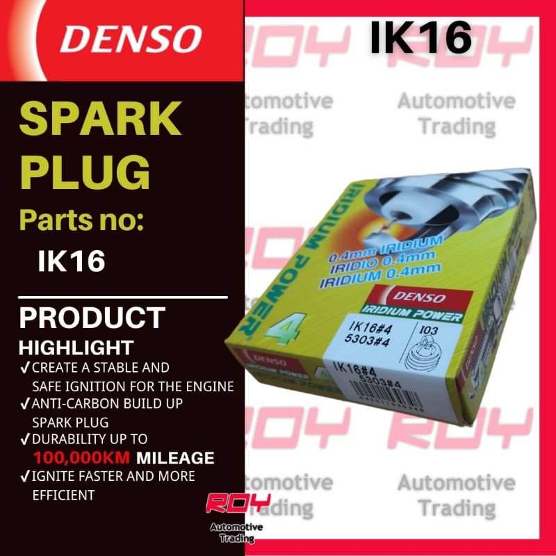 IK16 100% Original DENSO IRIDIUM POWER SPARK PLUG TOYOTA VIOS NCP42 ...