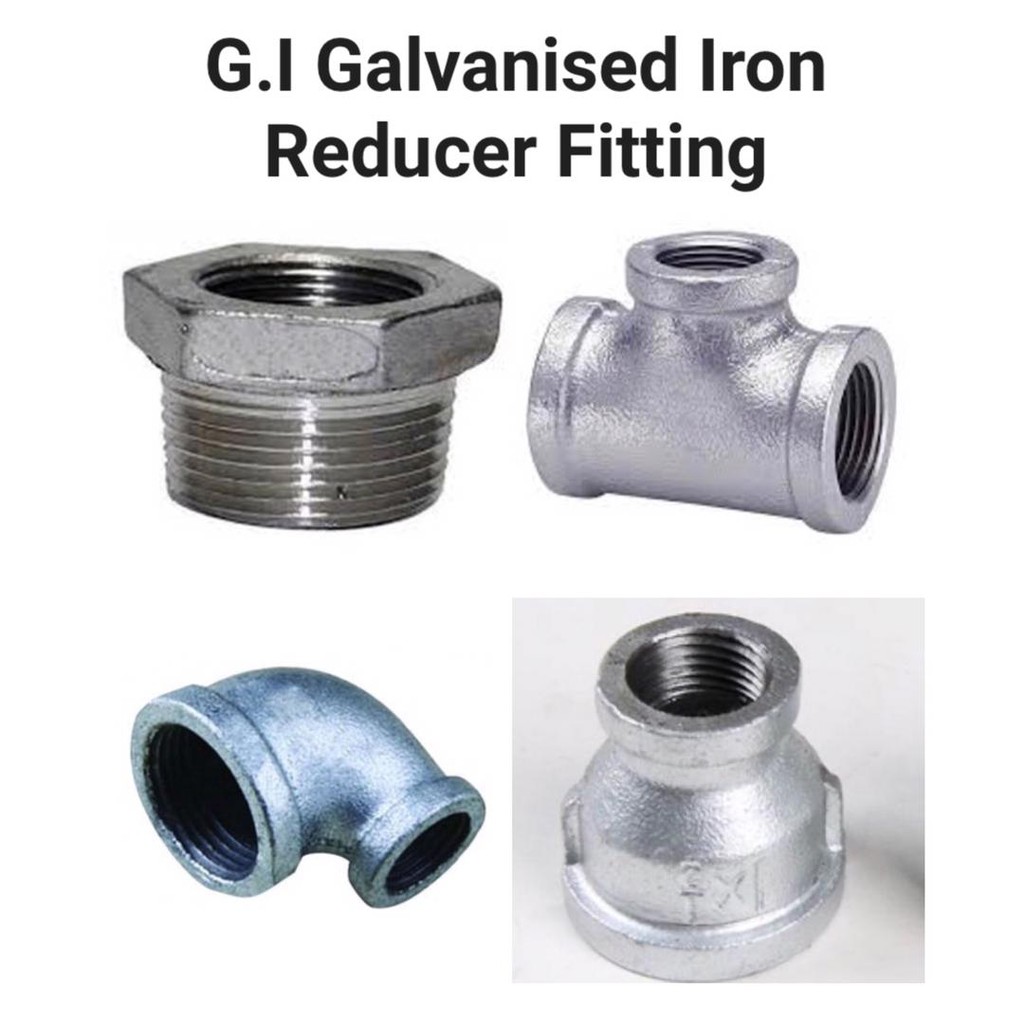 ( 3/4x1/2 , 1x1/2 , 1x3/4 ) GI Galvanized Iron Besi Pipe Fitting Reducer Tee Reducer Elbow ...