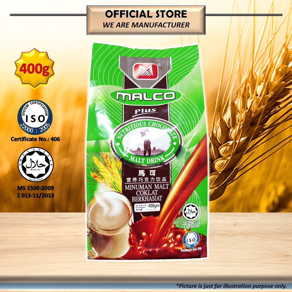 400 GM | Minuman Coklat Malt | Chocolate Malt Drinks | HALAL | KUAT Chocolate Taste | MALCO ...