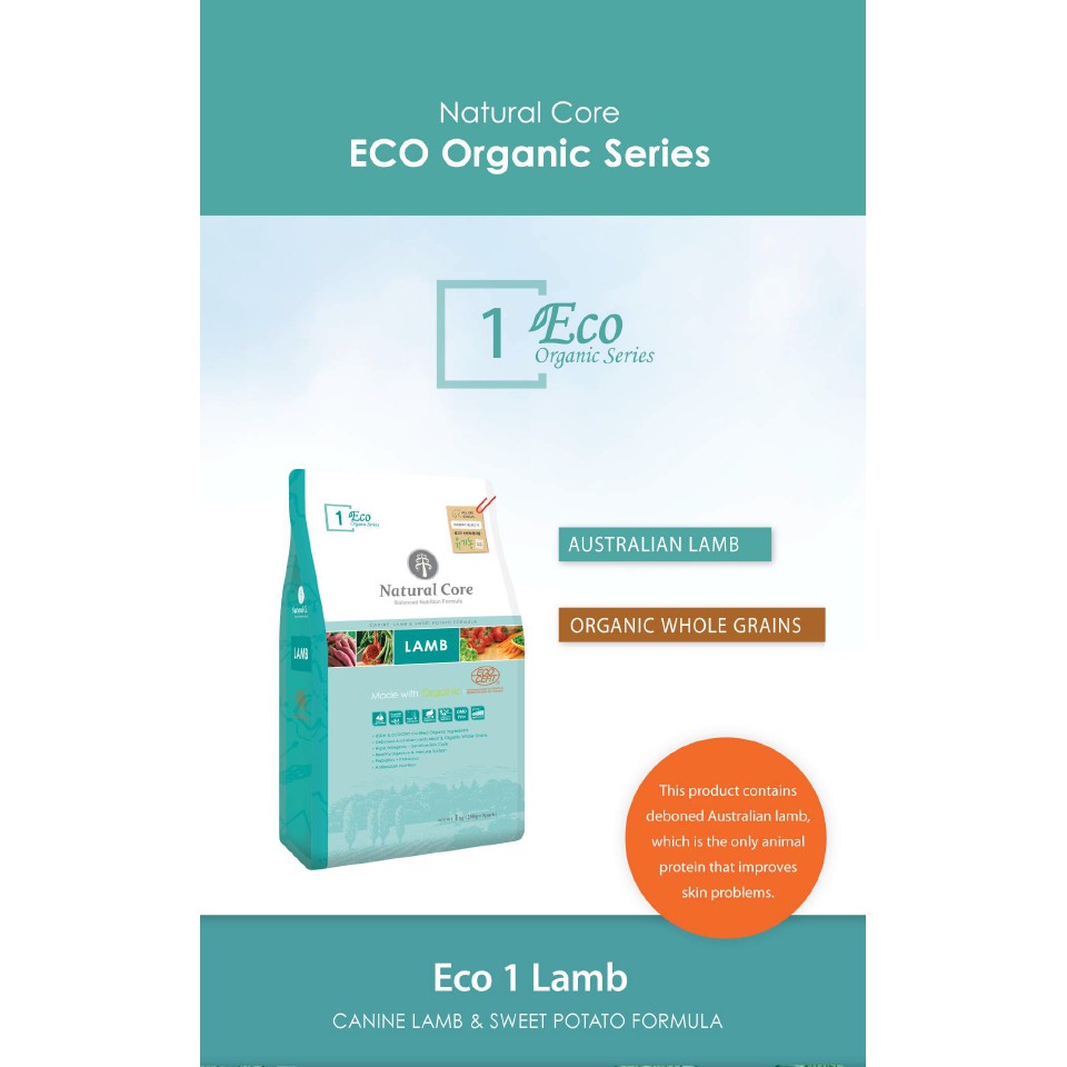 (FREE GIFT / 14 BARCODE FREE 1 Bag) Natural Core Eco 1 Organic Lamb ...