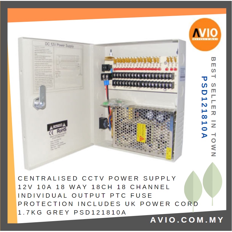 Centralized CCTV Power Supply 12V 10A 18 Way 18 Channel Individual ...