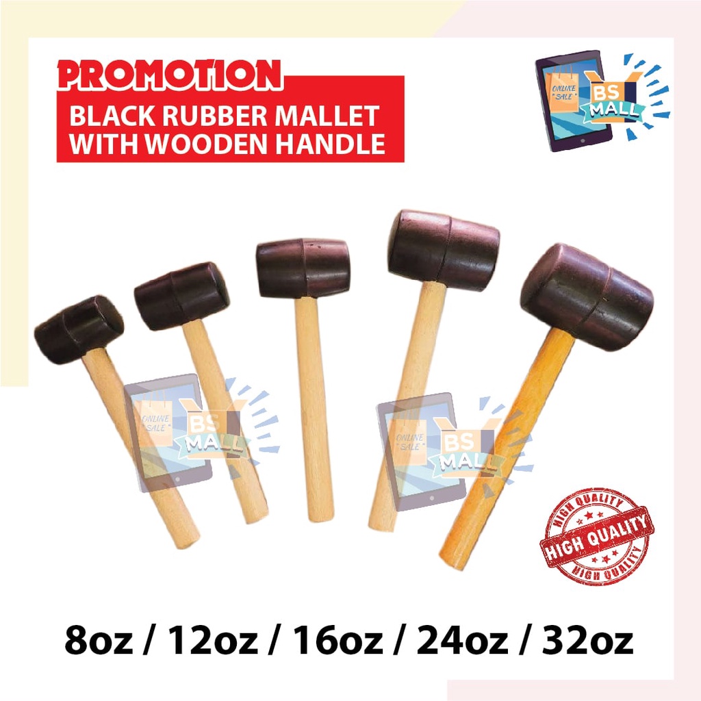 BS MALL High Quality Rubber Head Black Mallet Fish Hammer With Wooden ...