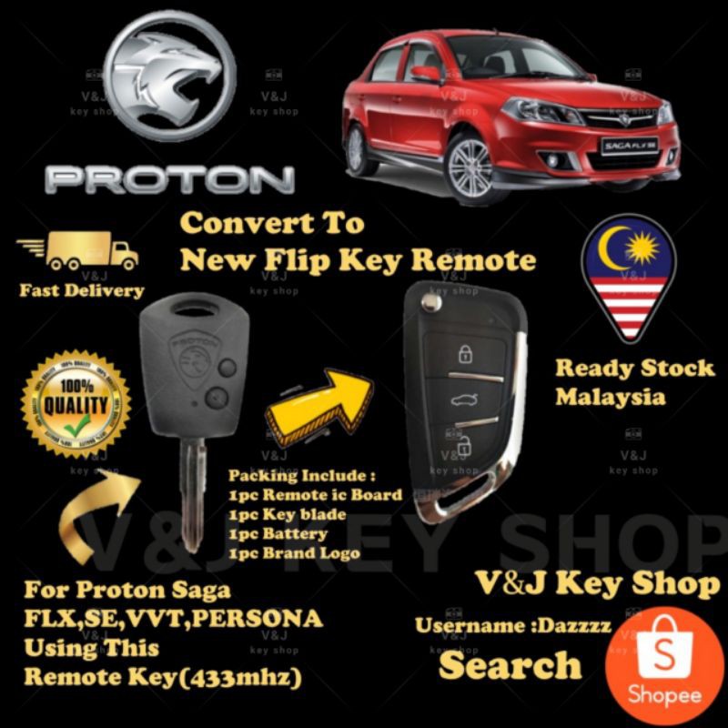 PROTON SAGA BLM FL FLX VVT PERSONA FILP KEY REMOTE | Shopee Malaysia