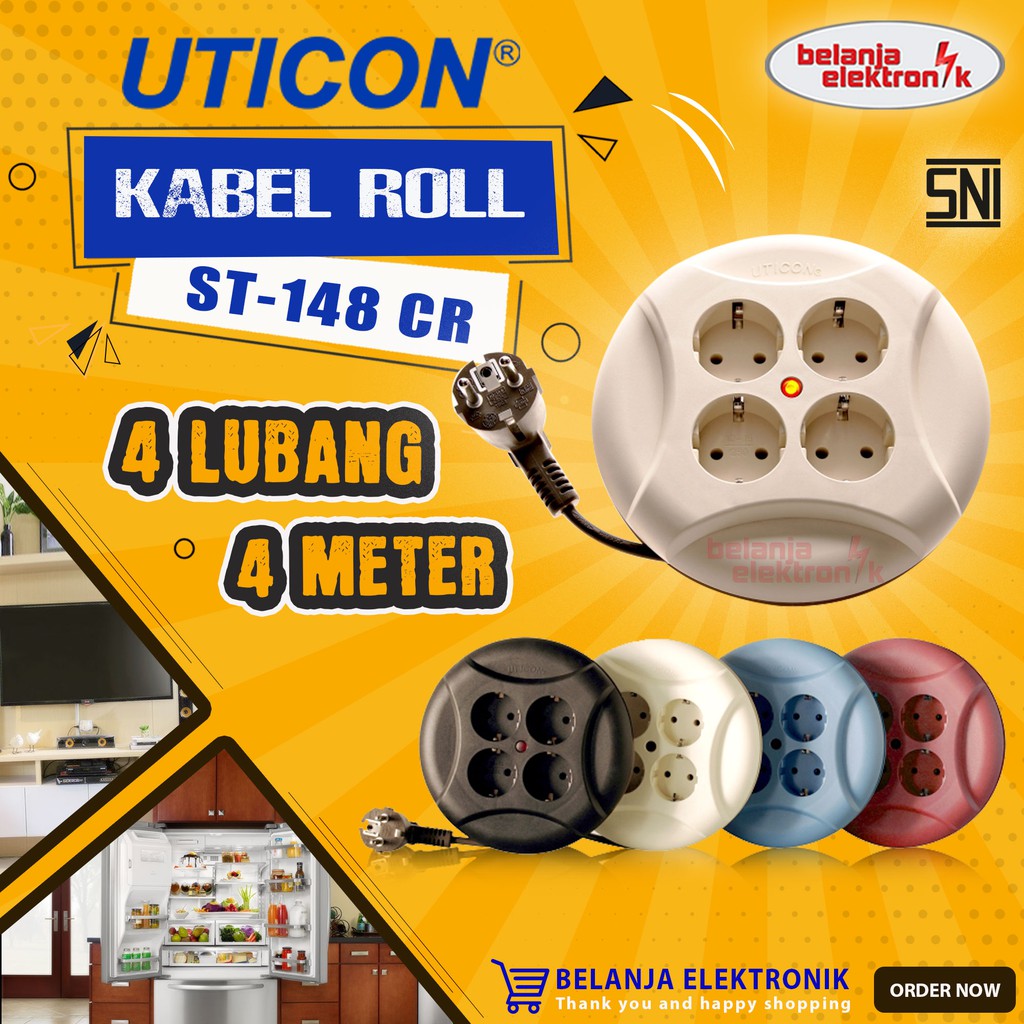 ROLL CABLE BOX CABLE 4 HOLES 4 METERS UTICON ST 148 CR ELECTRICAL PLUG ...