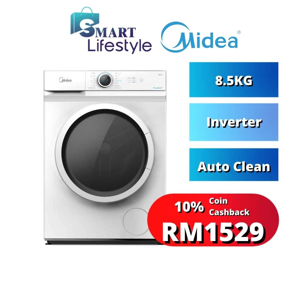 【FREE SHIPPING】COMBO SET Midea Inverter Front Load Washer MF100W85B (8 ...