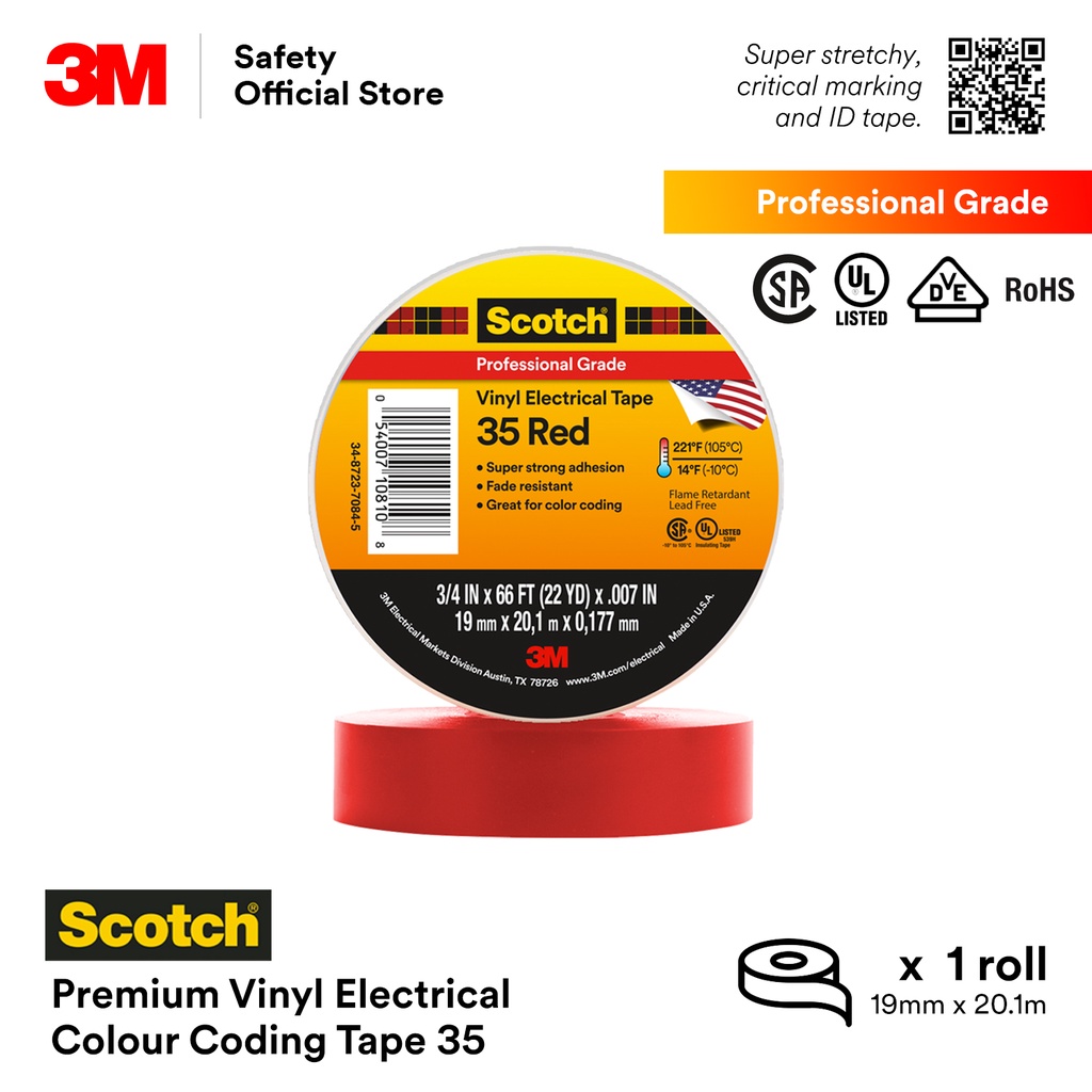 3M™ Scotch 35 Vinyl Electrical Tape/Professional Grade Electrical ...