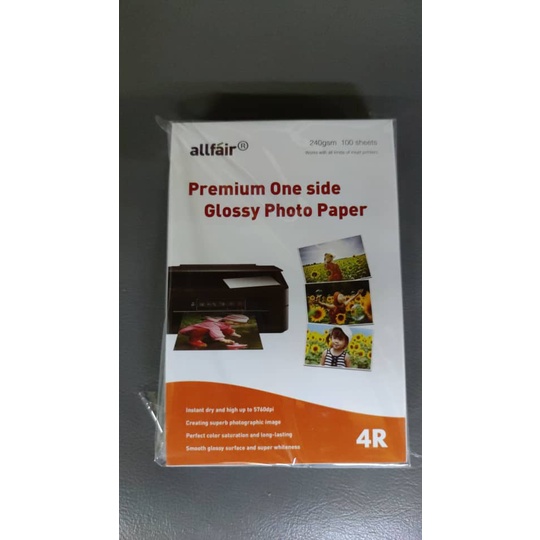 4R size 240gsm 100 sheets Inkjet Photo HIGH Glossy Paper (100PCS / PACK ...