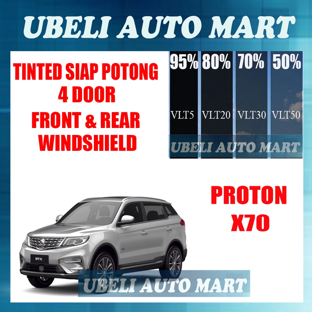2PLY Proton X70 4 Pintu Siap Potong Tinted UV Hitam / Siap Potong Tinted UV Hitam Kereta ...