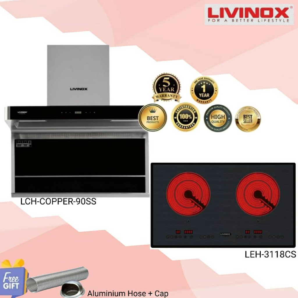 (LIVINOX ) LCH- COPPER -90SS( Cooker Hood ) + LEH- 3118CS (Multi Cooker ...