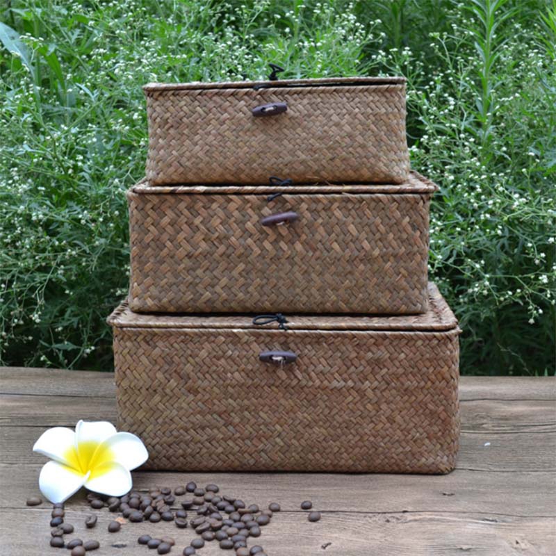 Rotan Hadiah bakul hantaran Handmade straw folding storage basket ...