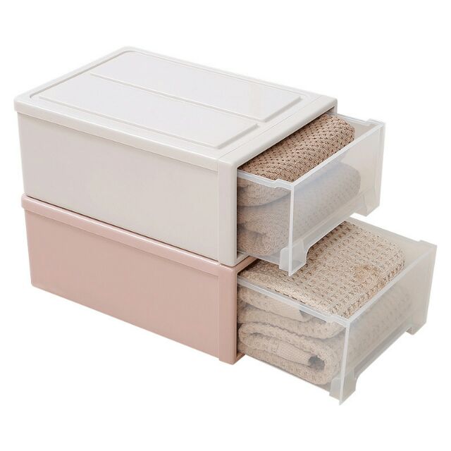 [ 13L Stackable Storage Box ] Plastic Wardrobe Drawer Rack | Shopee ...