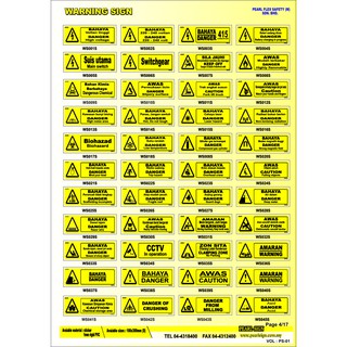 DOSH/ JKKP STANDARD WARNING SIGN 100 X 300MM, 300X400MM, 400X600MM ...