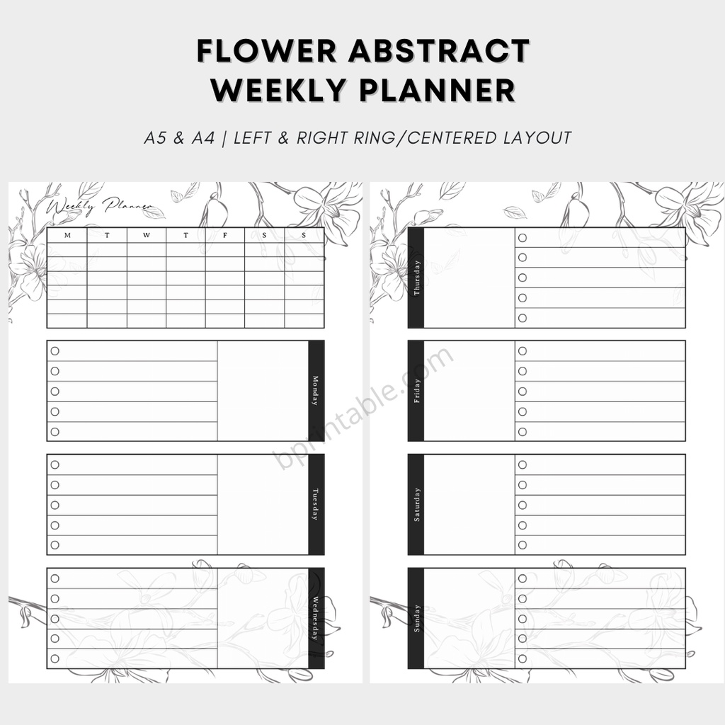 [PDF] Printable Flower Abstract Weekly Planner Template, Weekly Planner ...
