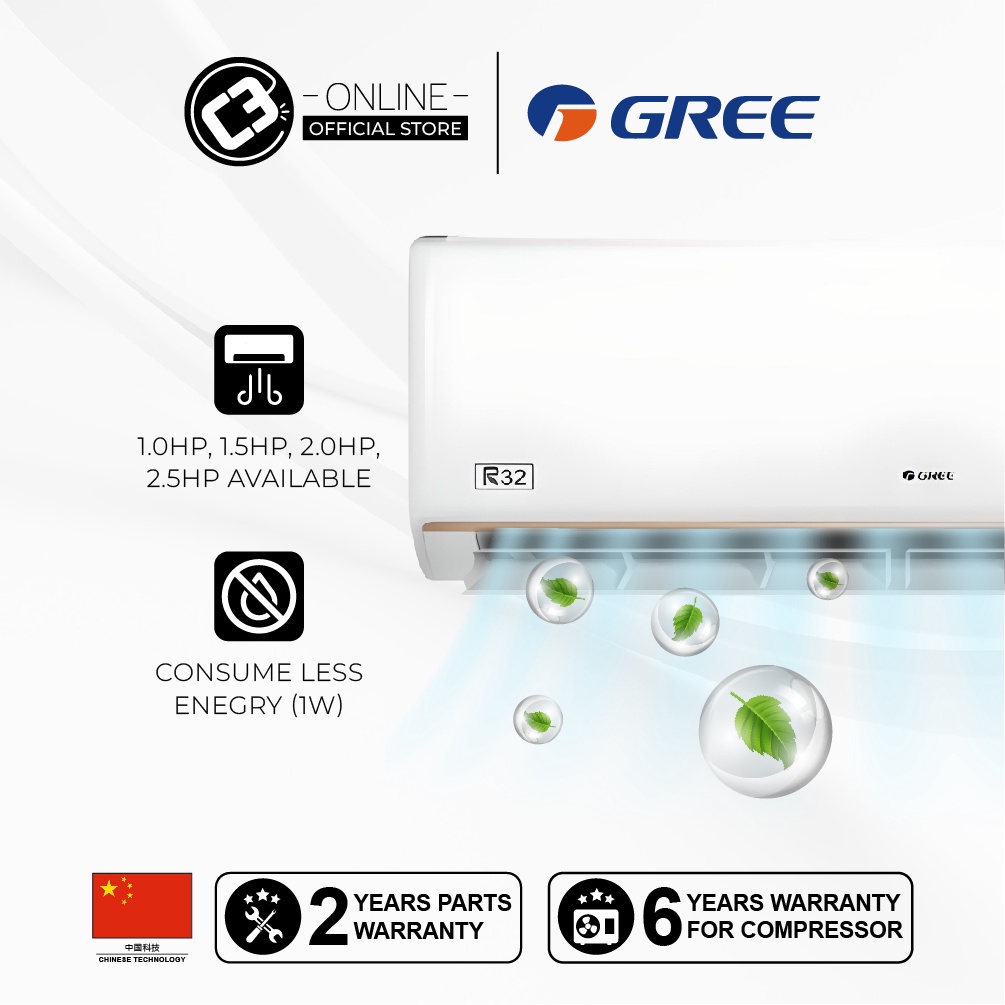 (WEST) GREE Lomo32 (1.0HP) R32 Air Conditioner Wall Mounted Non ...