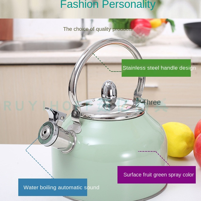 2.5L Thick Stainless Steel Flat Bottom Sound Kettle Jug Hemispherical ...