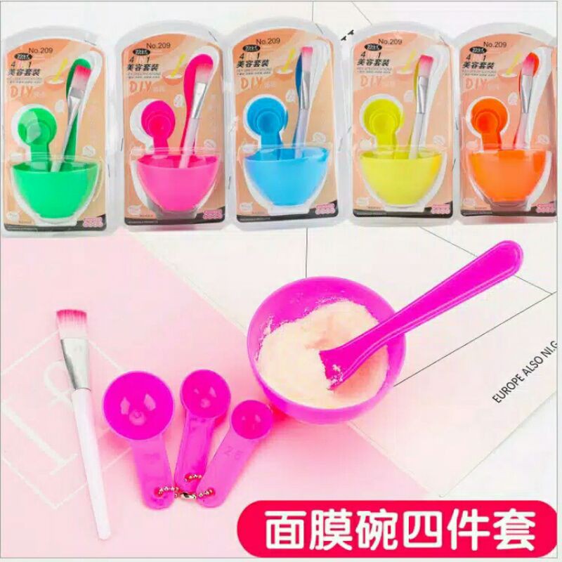 4 In 1 Diy Mask Tool Set / Mask Bowl / Spatula / Mask Brush / Measuring ...