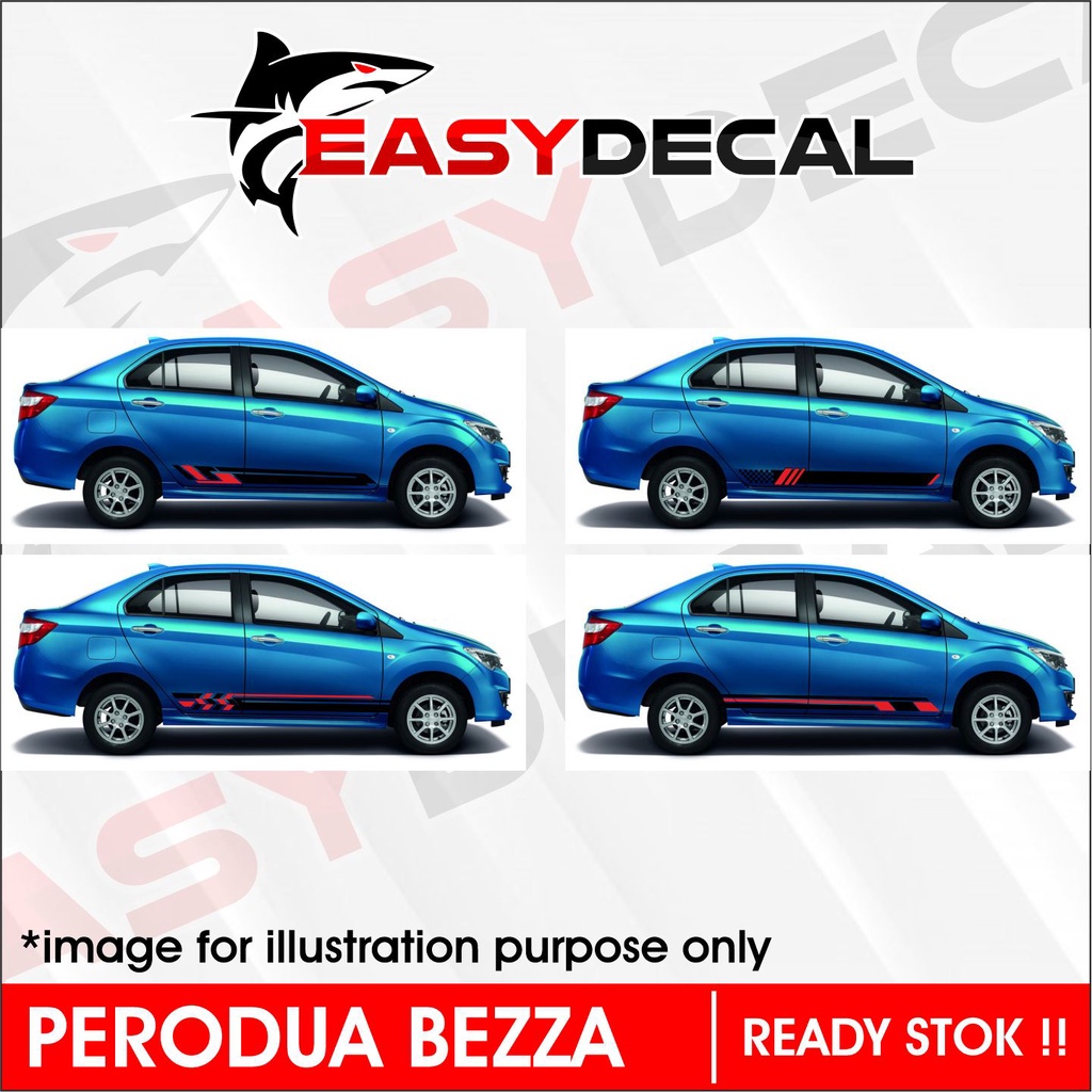 PERODUA BEZZA body sticker / Racing Stripes / Body lining / Lower Bar ...