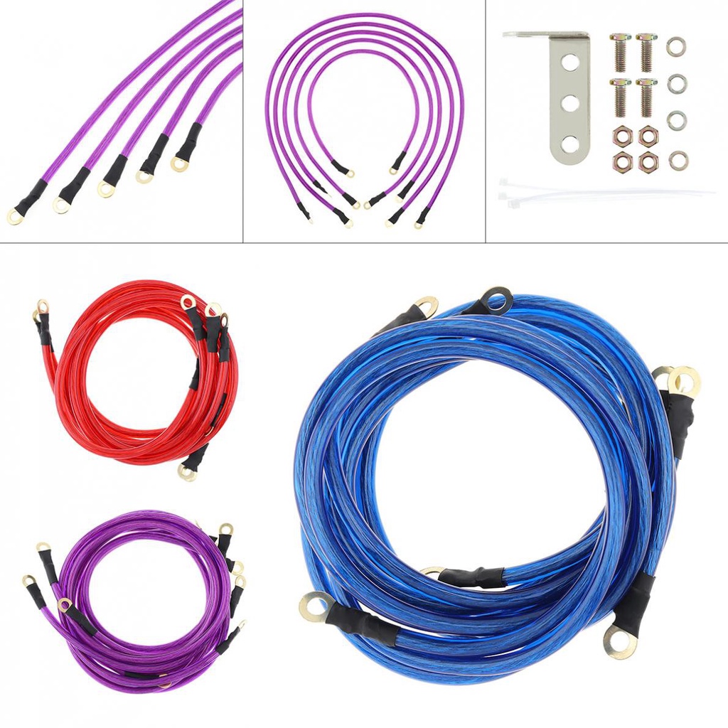 5 Point Car Universal Earth Ground Cables Grounding Wire System Kit ...