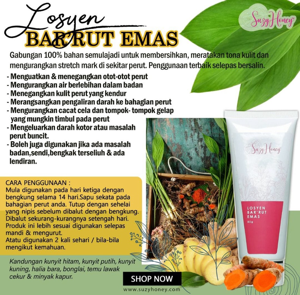 SUZYHONEY KRIM BARUT LEPAS BERSALIN LOSYEN BARRUT EMAS BENGKUNG SET ...