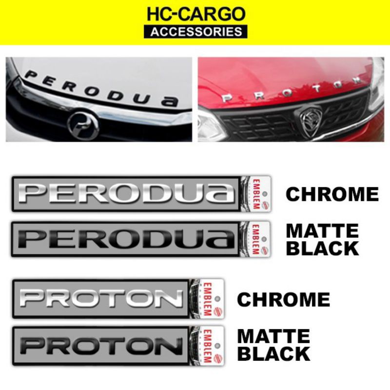 Perodua & Proton Bonet Wording Emblem Logo 3D - Chrome / Black | Shopee ...