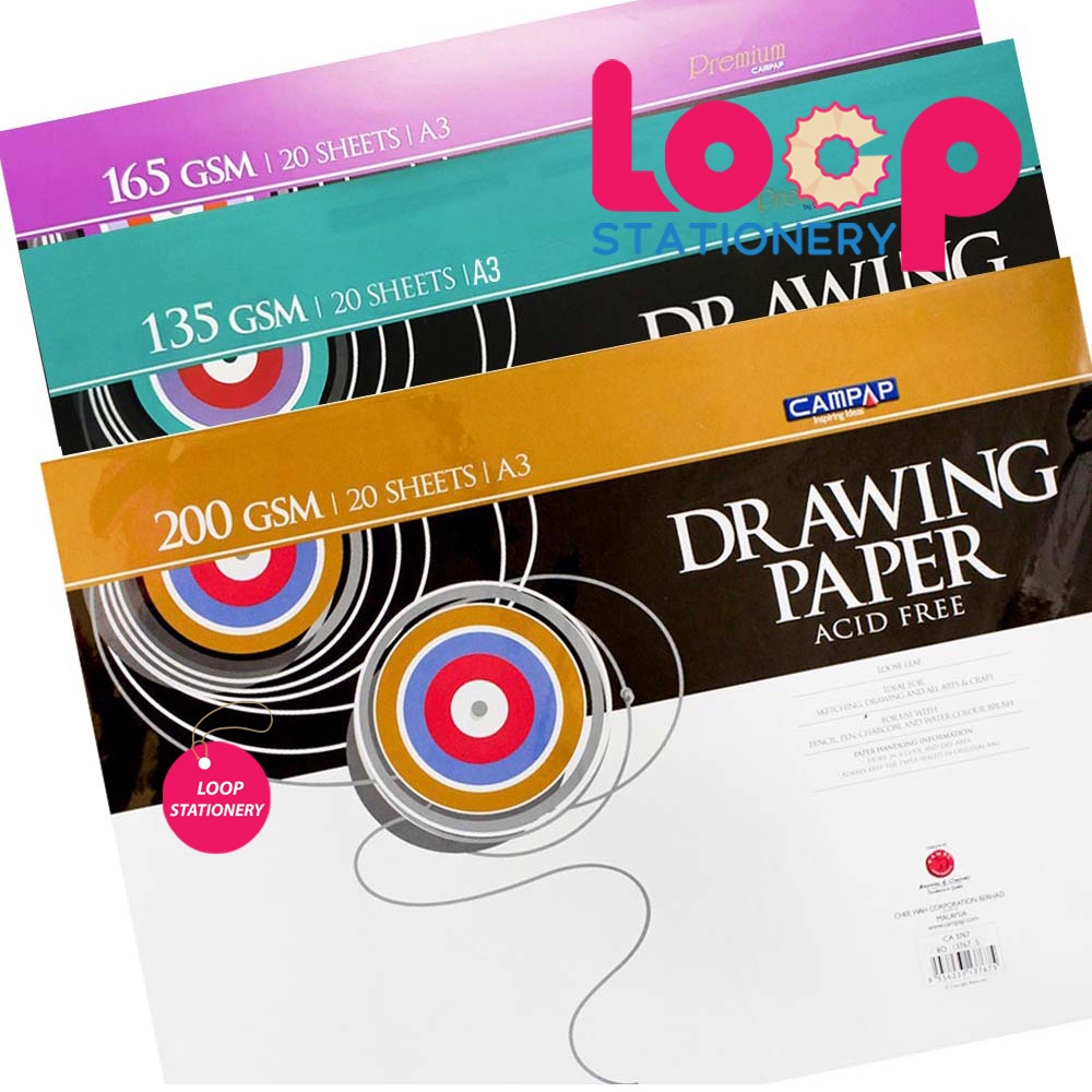 Campap A3 Drawing Paper 20 Sheets 135gsm/165gsm/200gsm | Shopee Malaysia