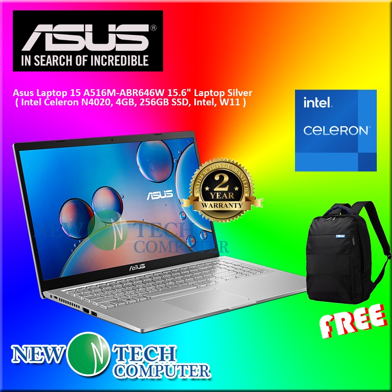LAPTOP ASUS A516M- ABR646W Silver /A516M-ABR647W Grey (Celeron N4020 ...