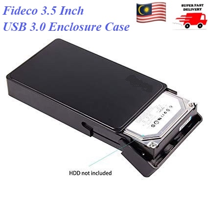 FIDECO 3.5 Inch USB 3.0 SATA Hard Drive Disk External Enclosure Case ...
