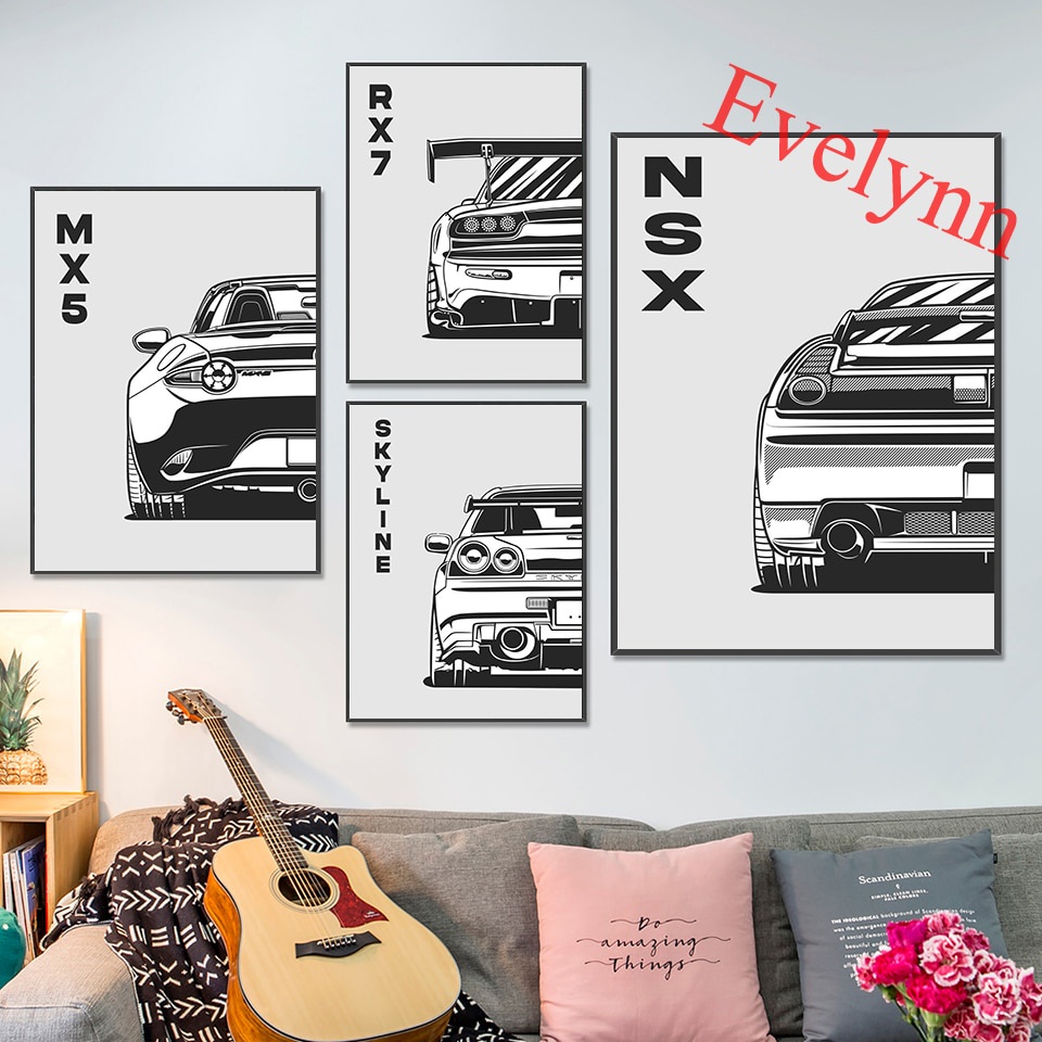 Vintage Mazda Rx7 Car Posters And Prints MX5 Wall Art Canvas Painting ...