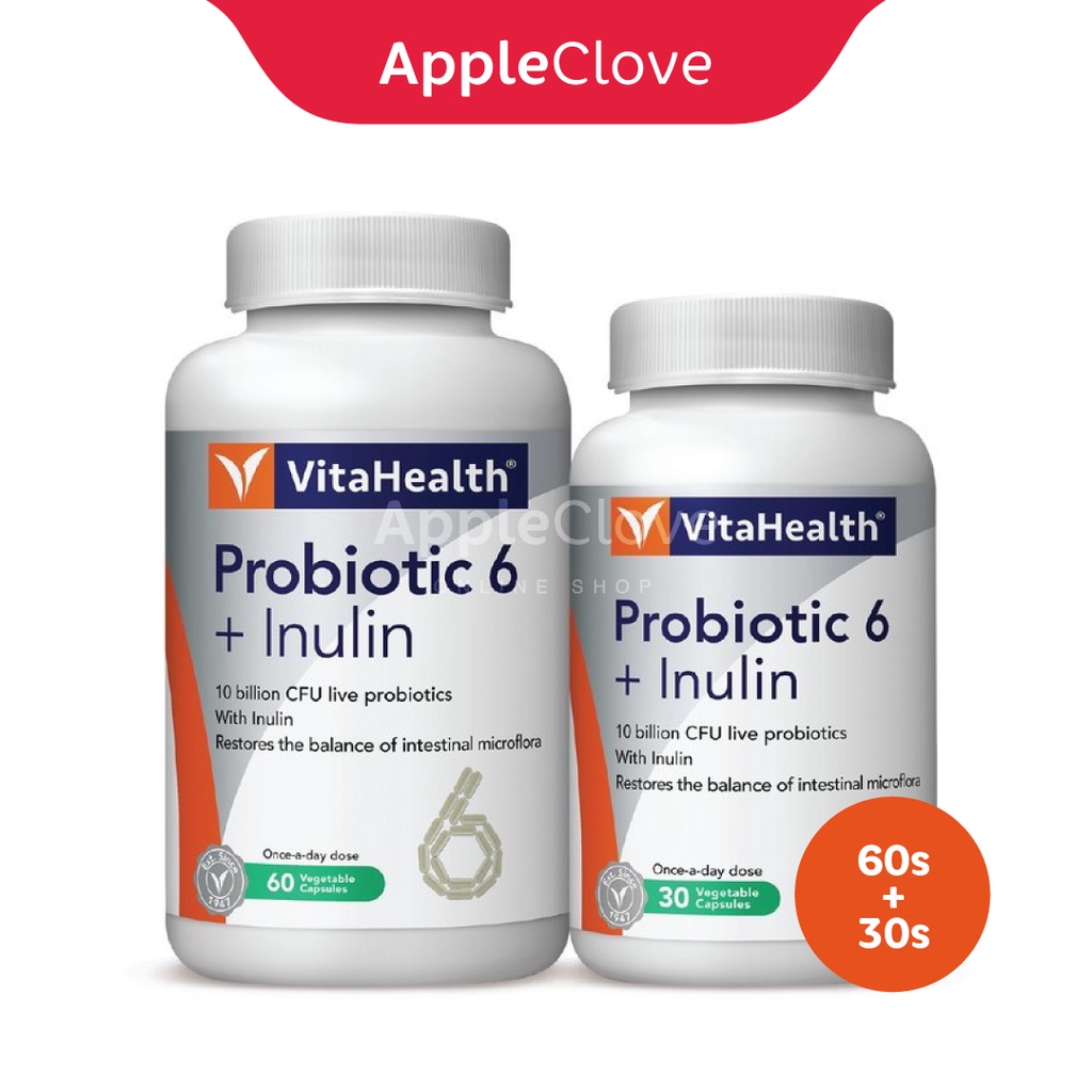 VITAHEALTH PROBIOTIC 6 + INULIN 60s+30s Vegetable Capsule | Shopee Malaysia