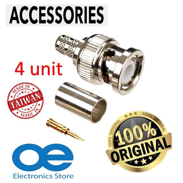 CCTV BNC RG59 High Quality Crimp Type Male Bnc Connector ( 4 unit ...