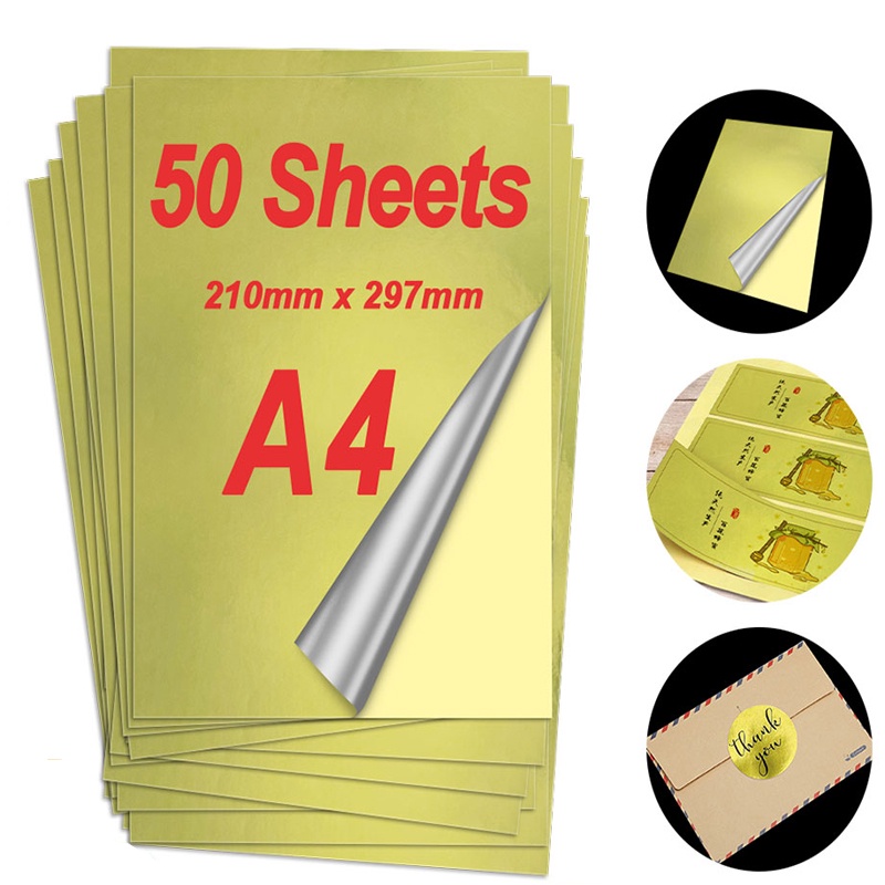 Adhesive Printing Paper Gold Waterproof Printable Vinyl Sticker Paper ...