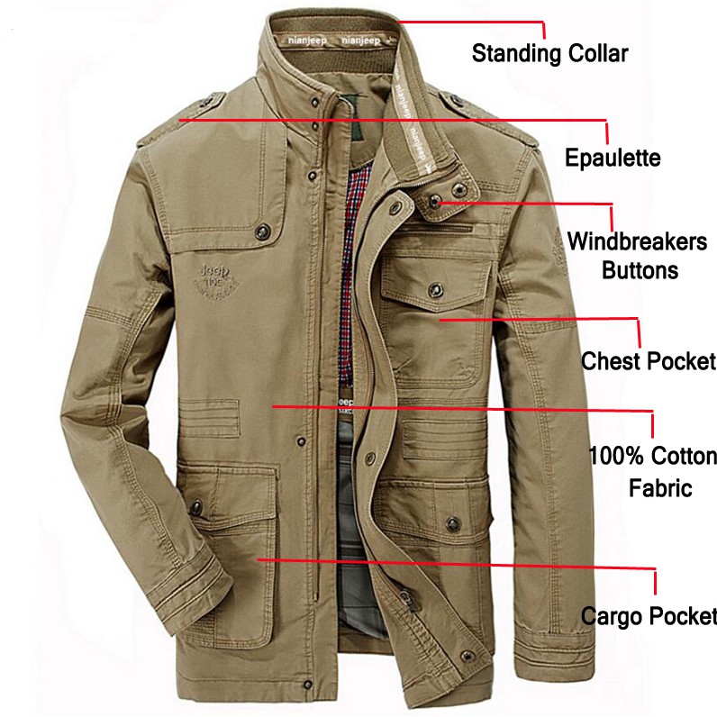 plus size 6XL 7XL 100% cotton Jackets Men Military Cargo Jackets ...