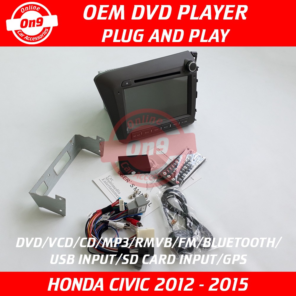 Honda Civic 2012 2013 2014 2015 8" OEM Double Din DVD Car Audio Player ...
