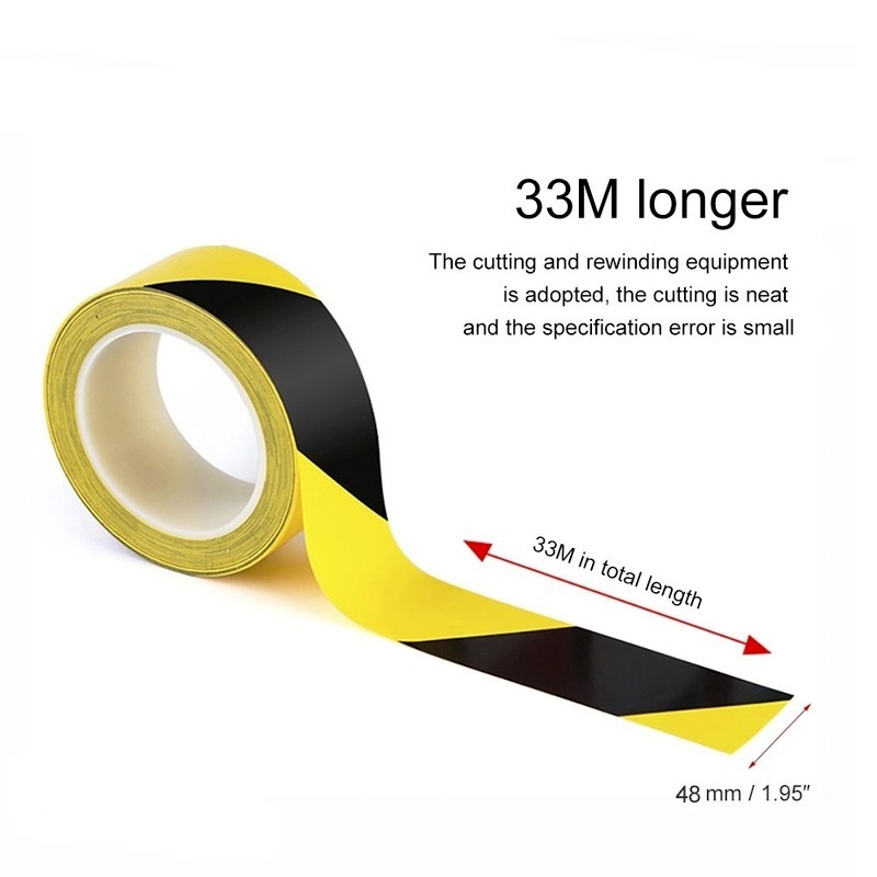 (READY STOCK ) 48mm x 33m Black Yellow Hazard Safety Tape 48mm X 33m ...