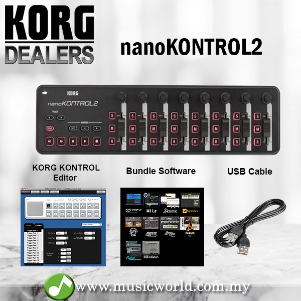 Korg nanoKONTROL2 USB Slim Line MIDI Controller Black (Nanokontrol Nano ...