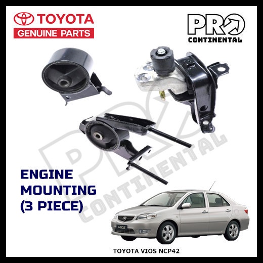 GENUINE TOYOTA VIOS NCP42 2002-2007 ENGINE MOUNTING SET [1 SET (3 PIECE ...