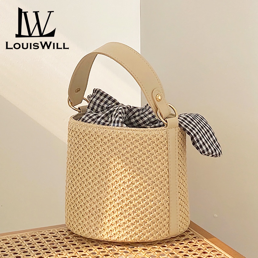 LouisWill Bucket Bag Bow Tie Round Bucket Bag Ladies Chic Crossbody Bag ...