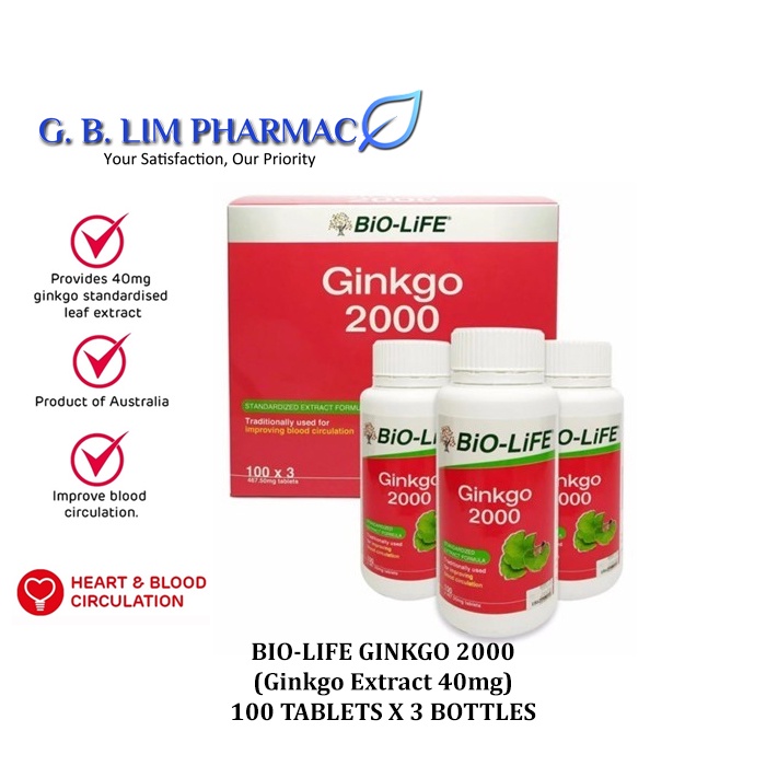 Bio-Life Ginkgo 2000 100 TABLETS 1 BOTTLE OR 3 BOTTLES | Shopee Malaysia