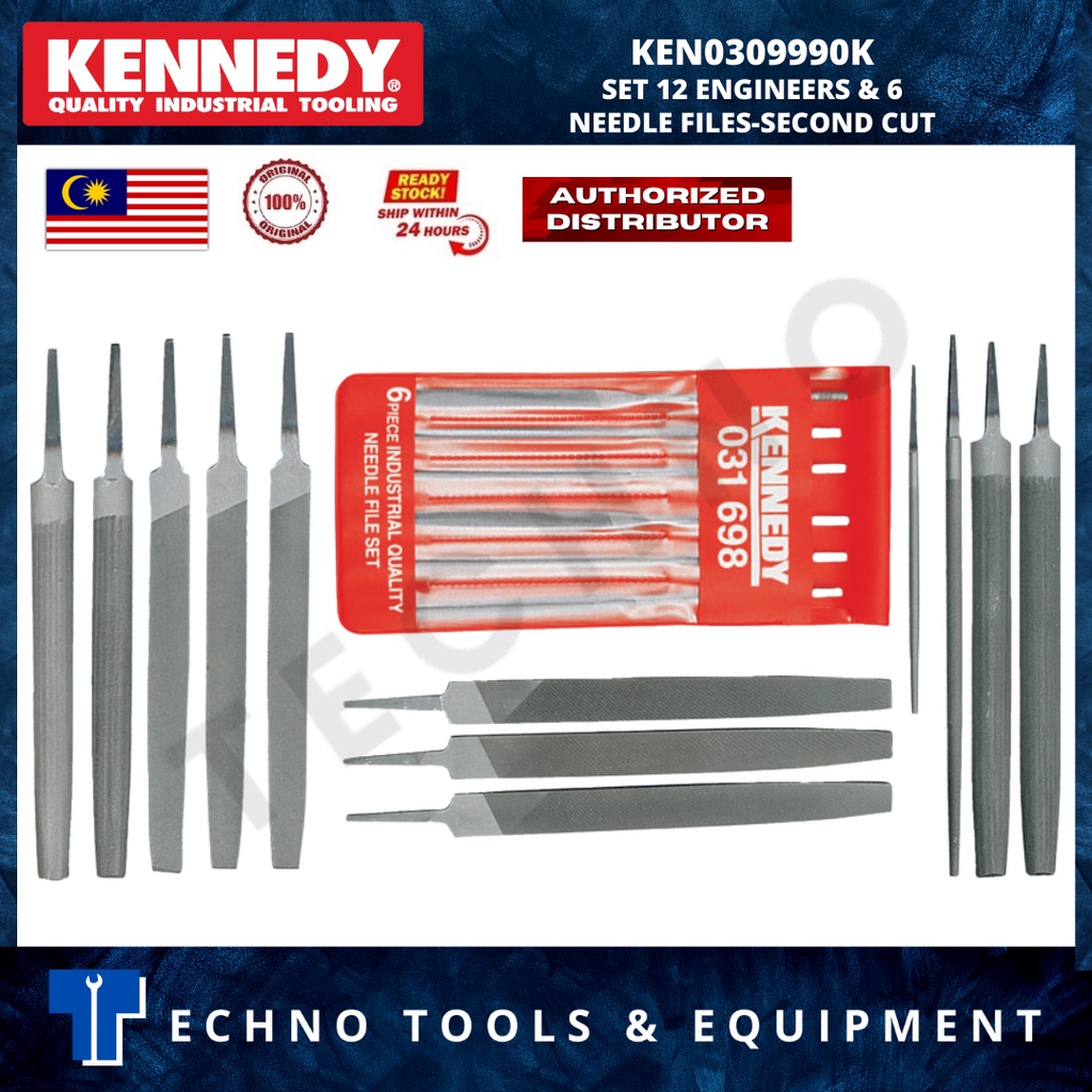 KENNEDY SET 12 ENGINEERS & 6 NEEDLE FILES-SECOND CUT KEN0309990K ...