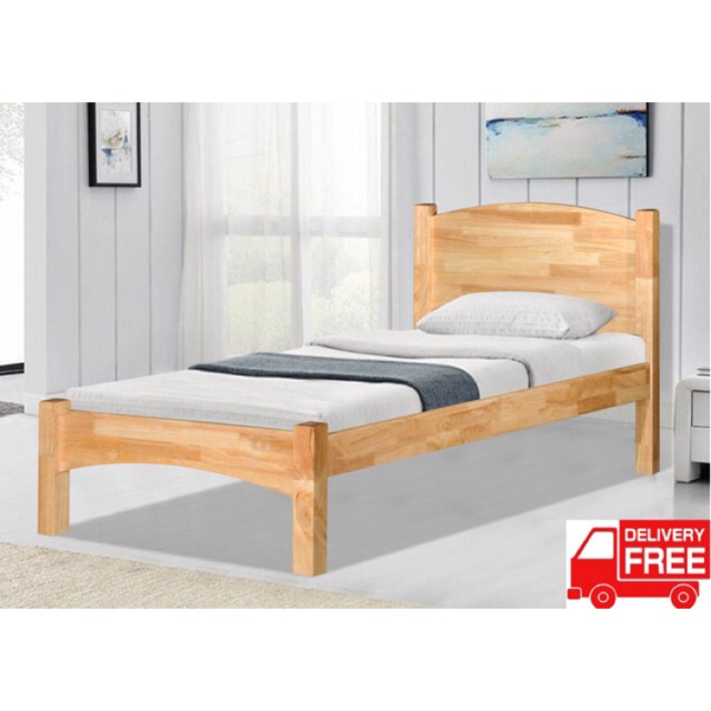 Furniture Art FULL SOLID WOOD Single Bed Frame / Katil Kayu - Single ...