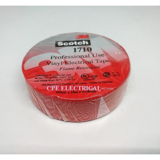 3M Scotch 1710 VINYL ELECTRICAL Insulation PVC Wire TAPE 18mm x 10m x 0 ...