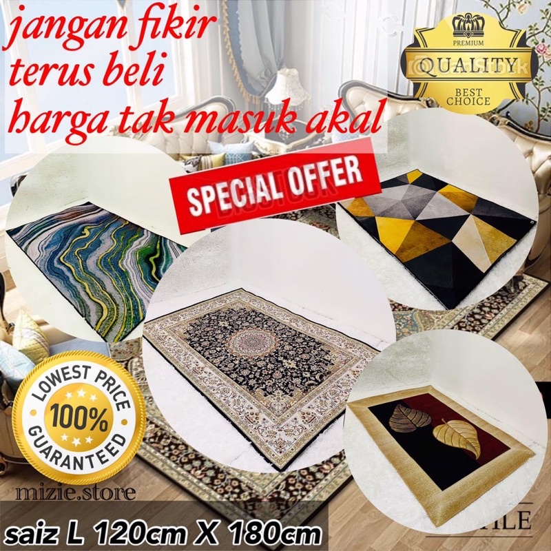Saiz L 120 X 180 karpet valvet/carpet valvet 3D/carpet corak turkey ...