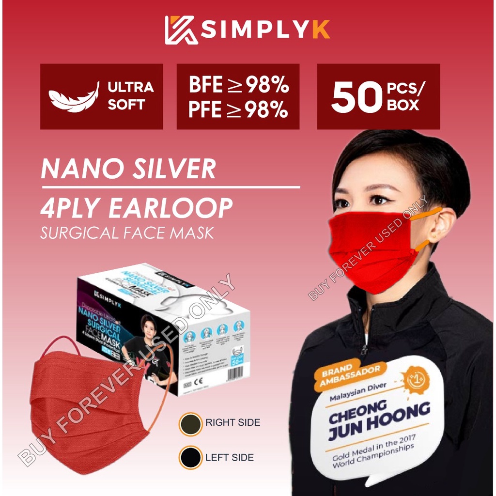 MDA Cert Simply K Surgical 4 Ply NanoSilver Black-Series Surgical Face ...