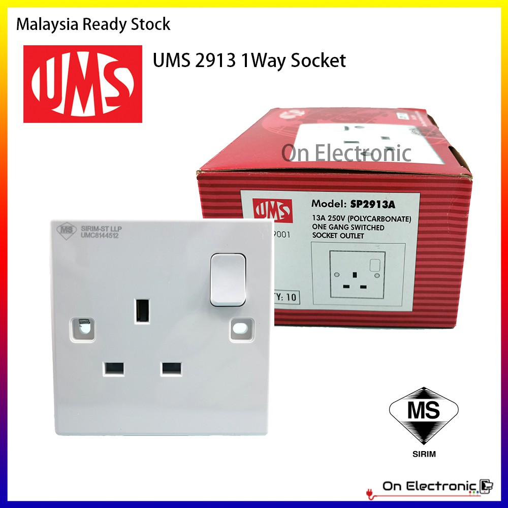UMS 2913 13A 250V 1Gang/1G Socket Outlet Switch Socket with SIRIM ...