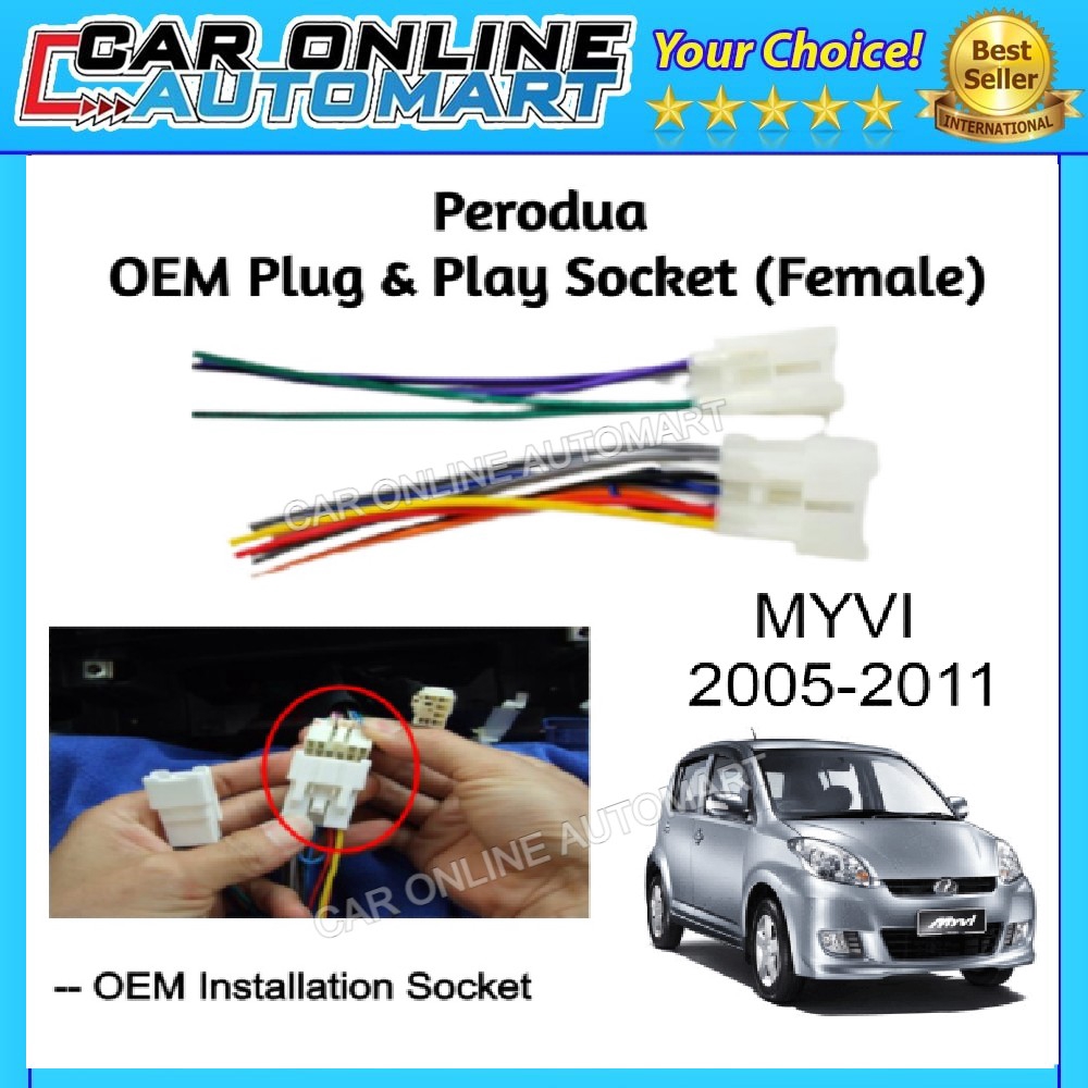 Perodua Myvi 2005-2011 OEM Plug and Play Socket Cable Player Socket ...